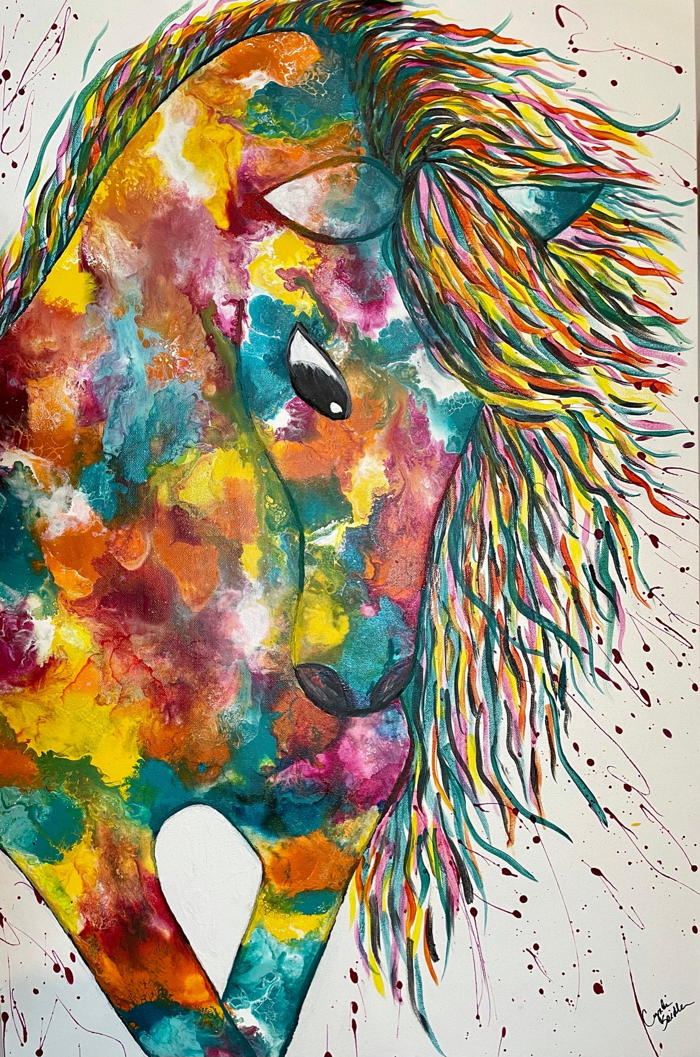Horsing Around Abstract Painting | Cyndi Creatives Fluid Art Acrylic ...